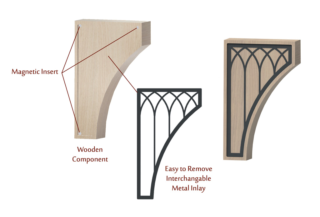 Fast-Snap Large Corbel with Cathedral Metal Inlay - 14" x 8-1/2" x 3 ...