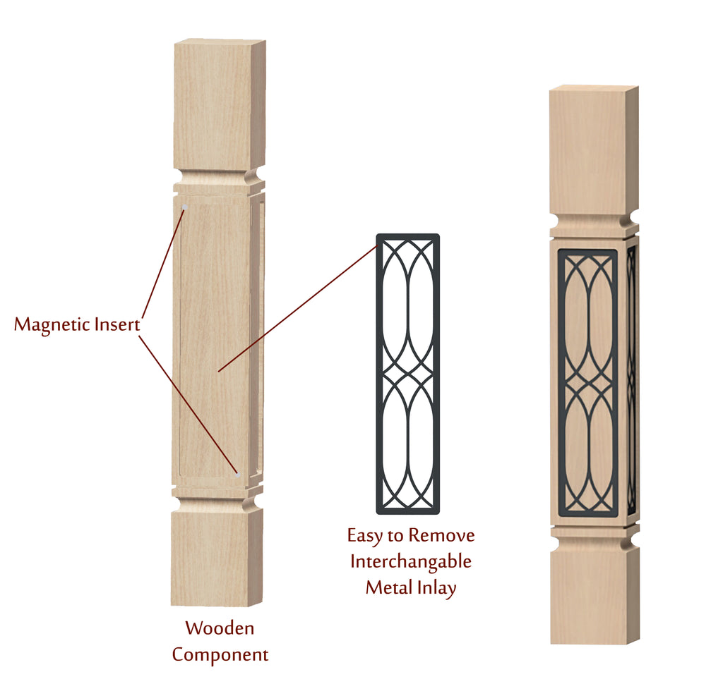 Fast-Snap Mission Island Post with Farmhouse Modern Metal Inlay - 36 ...