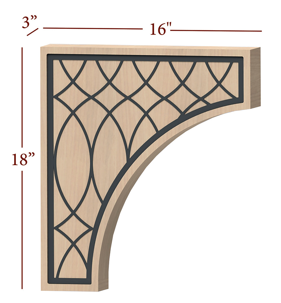 Hood Corbel with Vesica Metal Inlay - 18" x 16" x 3" – Timber Wolf ...