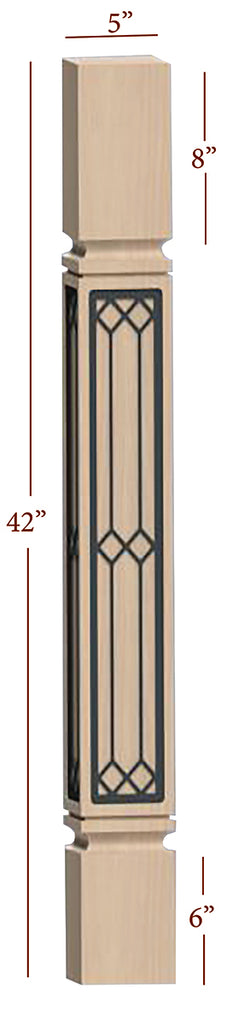 Fast-Snap Mission Bar Post with Windsor Metal Inlay - 42" x 5" x 5 ...