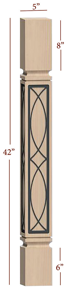 Fast-Snap Mission Bar Post with Vesica Metal Inlay - 42" x 5" x 5 ...