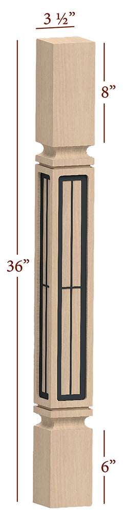 Fast-Snap Mission Island Post with Farmhouse Modern Metal Inlay - 36 ...