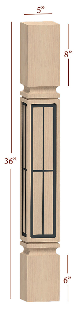 Fast-Snap Mission Island Post with Farmhouse Modern Metal Inlay - 36 ...