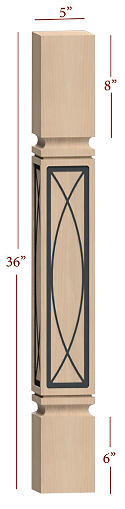 Fast-Snap Mission Island Post with Eden Metal Inlay - 36" x 5" x 5 ...