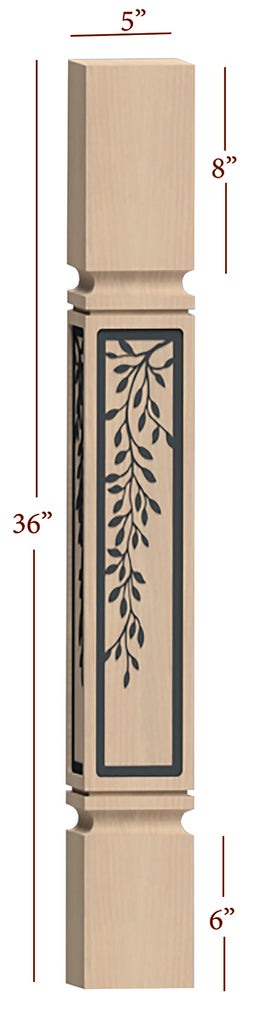 Fast-Snap Mission Island Post with Laurel Metal Inlay - 36" x 5" x 5 ...