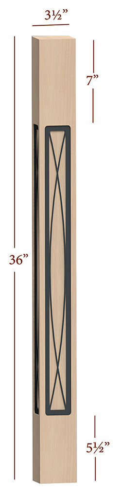 Fast-Snap Skyline Island Post with Eden Metal Inlay - 36" x 3-1/2" x 3 ...