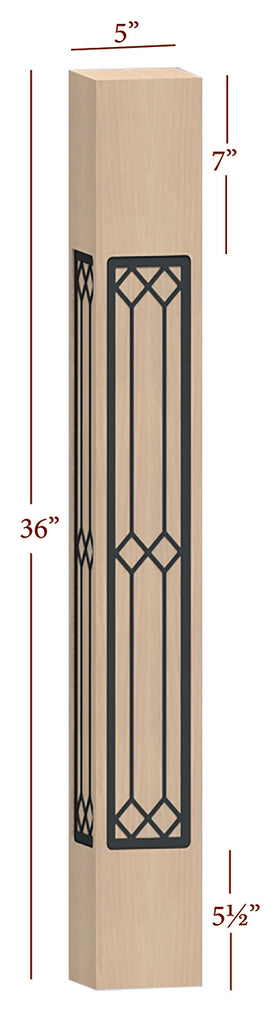 Fast-Snap Skyline Island Post with Windsor Metal Inlay - 36" x 5" x 5 ...