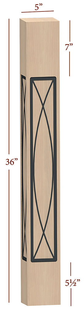 Fast-Snap Skyline Island Post with Eden Metal Inlay - 36" x 5" x 5 ...