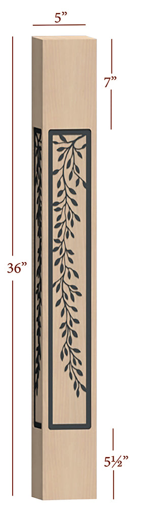 Fast-Snap Skyline Island Post with Laurel Metal Inlay - 36" x 5" x 5 ...