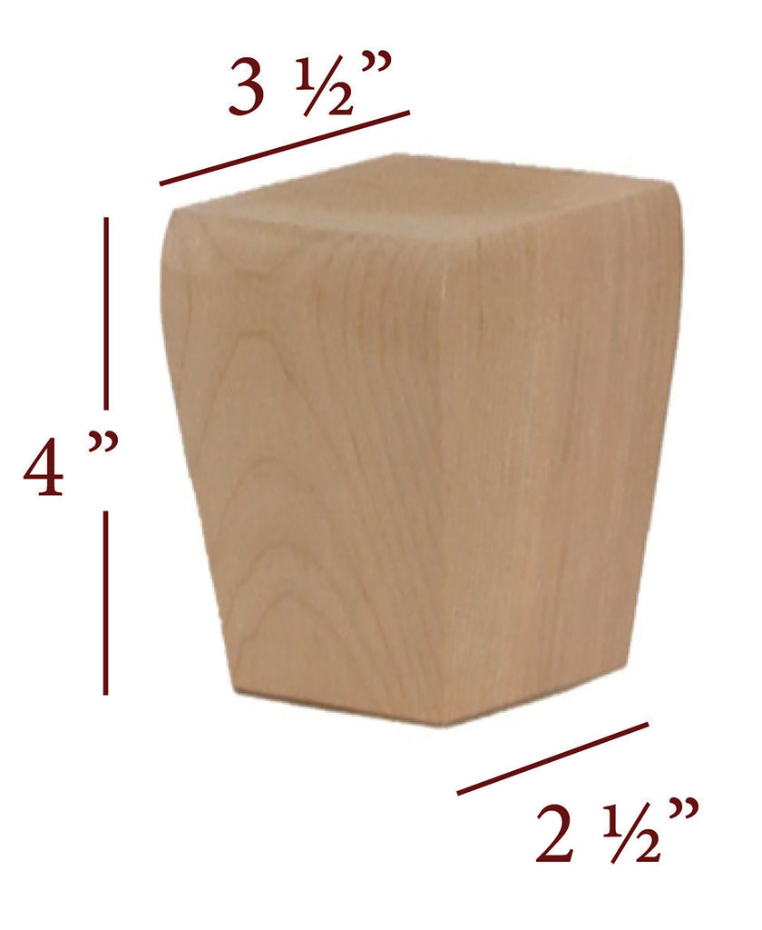 4" Tall Taper Cabinet Foot – Timber Wolf Forest Products